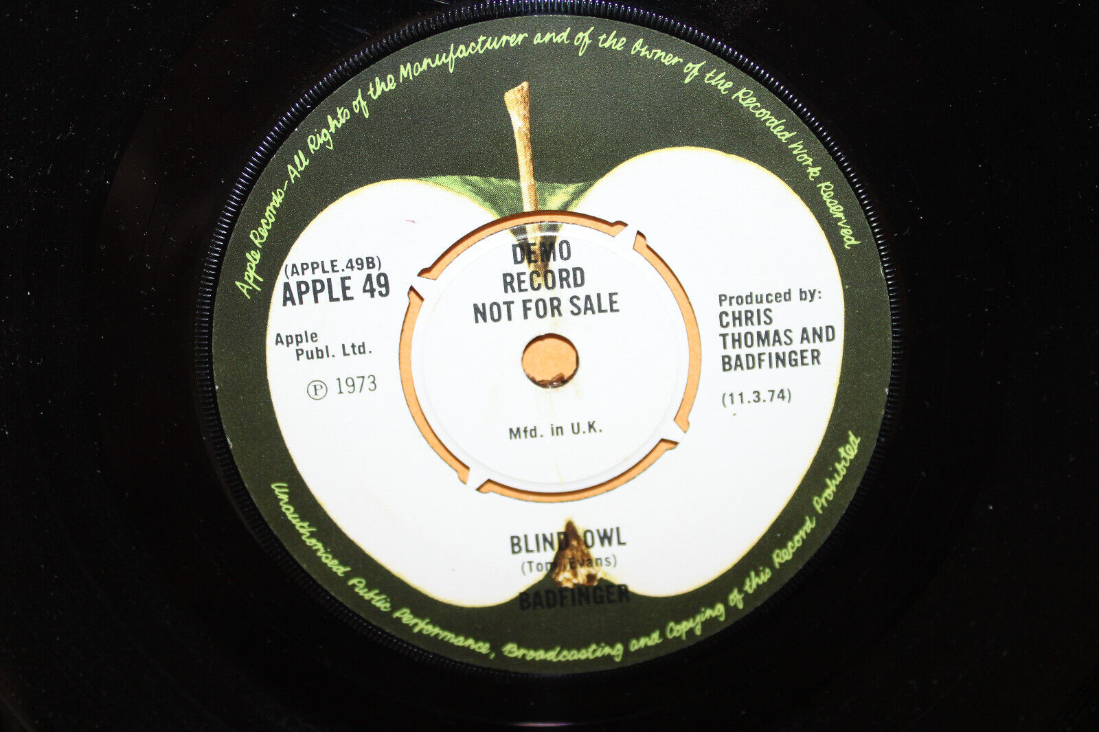popsike.com - 1973 Badfinger Apple 45 Promotional Record Apple of My ...